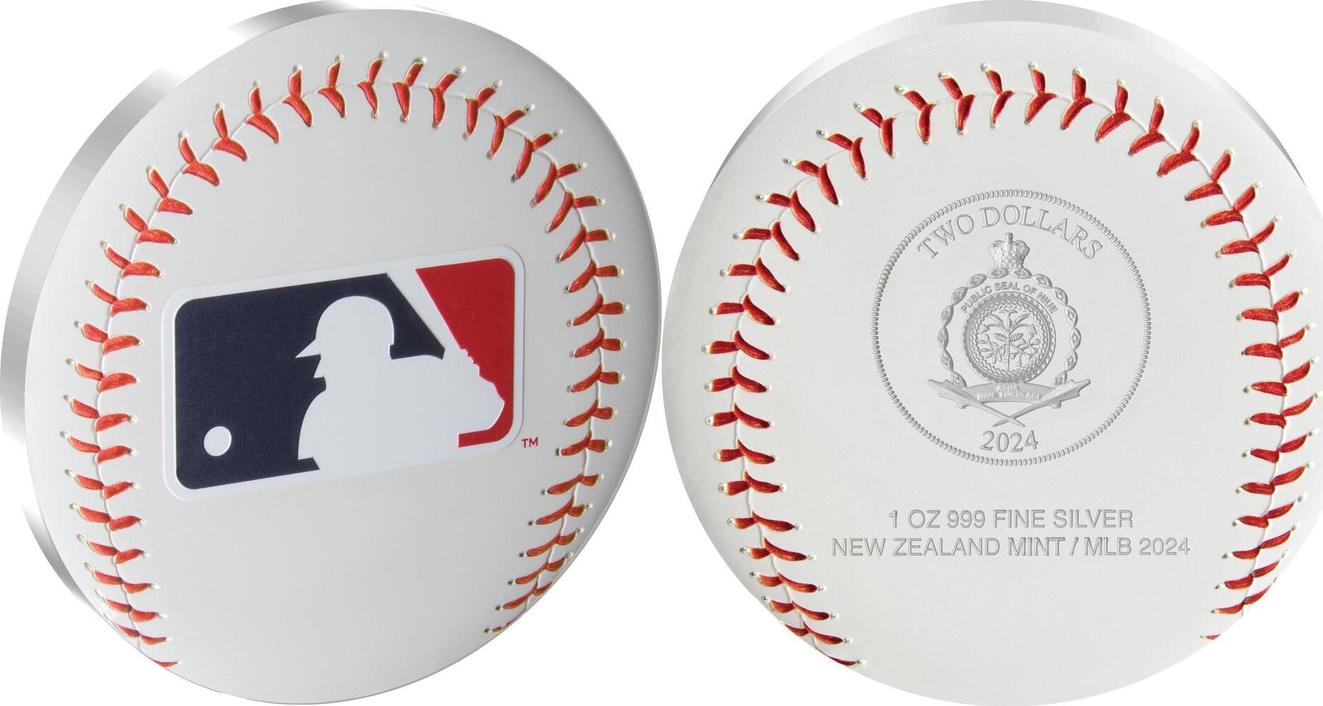2 Dollars MLB LOGO Major League Baseball 1 Oz Silver Coin 2$ Niue 2024 ...