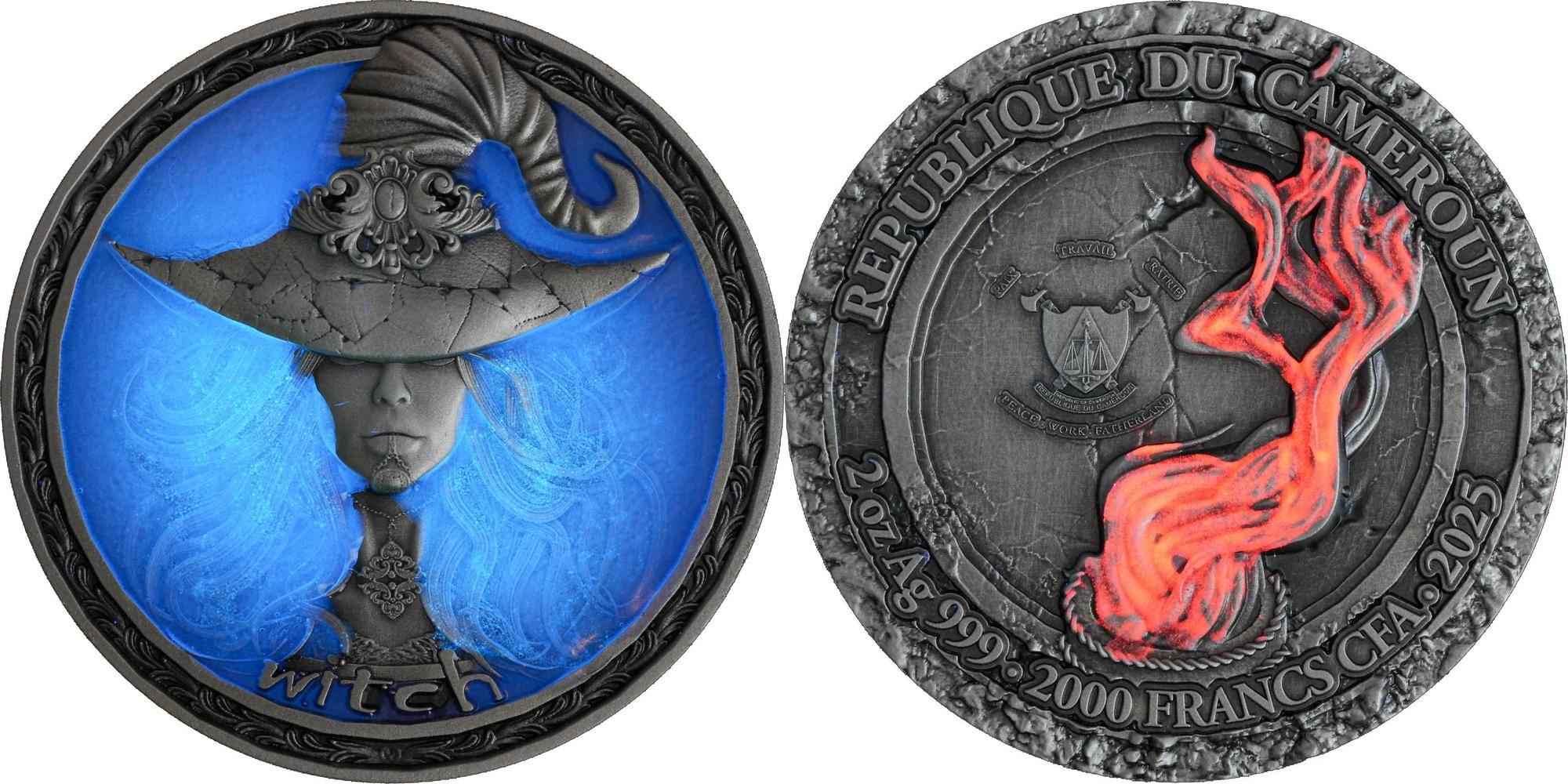 WITCH 2 Oz Silver Coin 2000 Francs Cameroon 2025 Antique Finish | MA-Shops