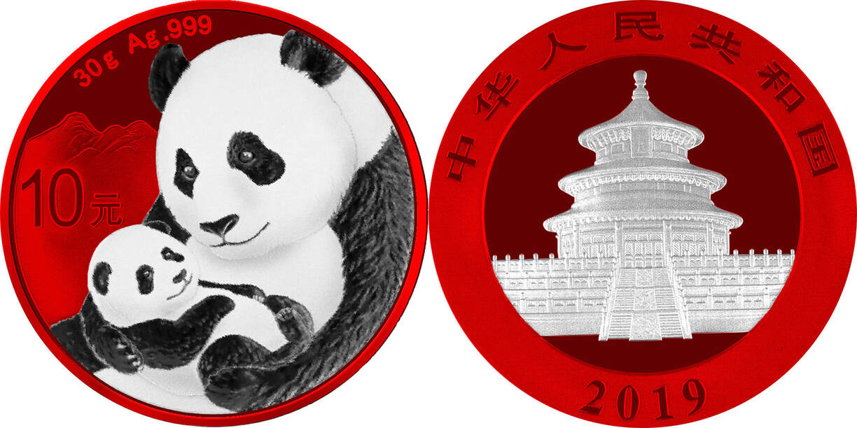 PANDA Space Red Silver Coin 10 Yuan China 2019 BU-Brilliant ...