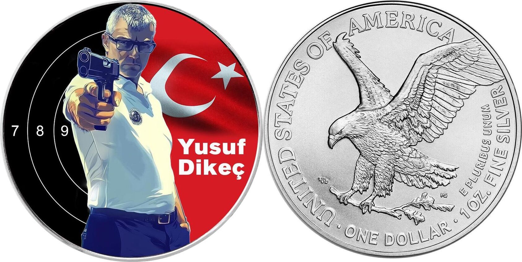 United States YUSUF DIKEC The Casual Hitman 1 Oz Silver Coin 1$ USA ...