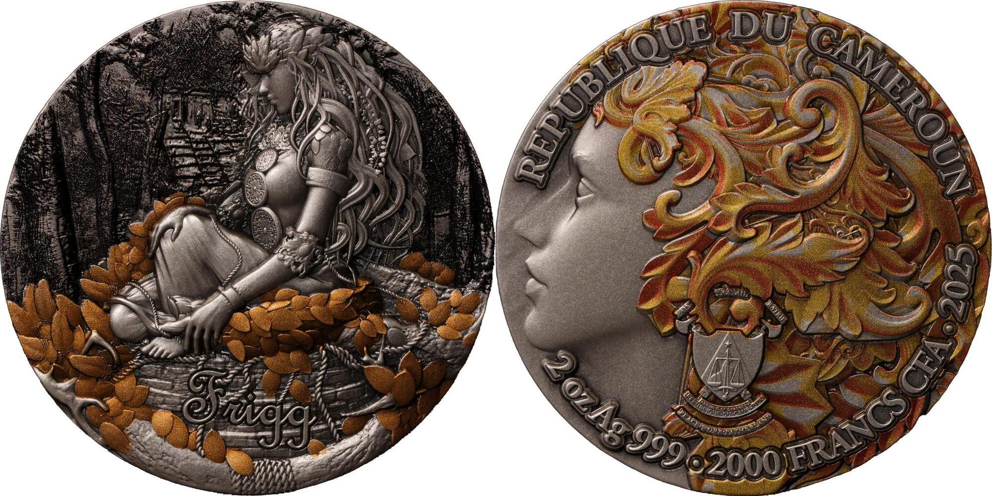 FRIGG Norse Blessing 2 Oz Silver coin 2000 Francs Cameroon 2025 Antique Finish | MA-Shops