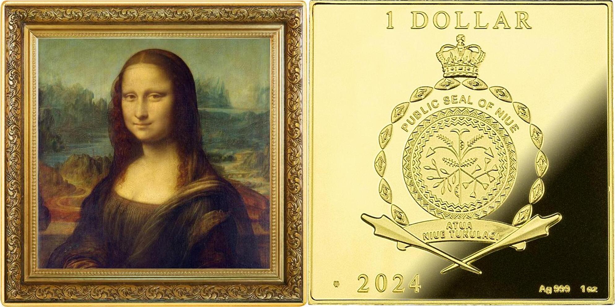1 Dollar MONA LISA 1 Oz Silver Coin 1$ Niue 2024 Proof | MA-Shops