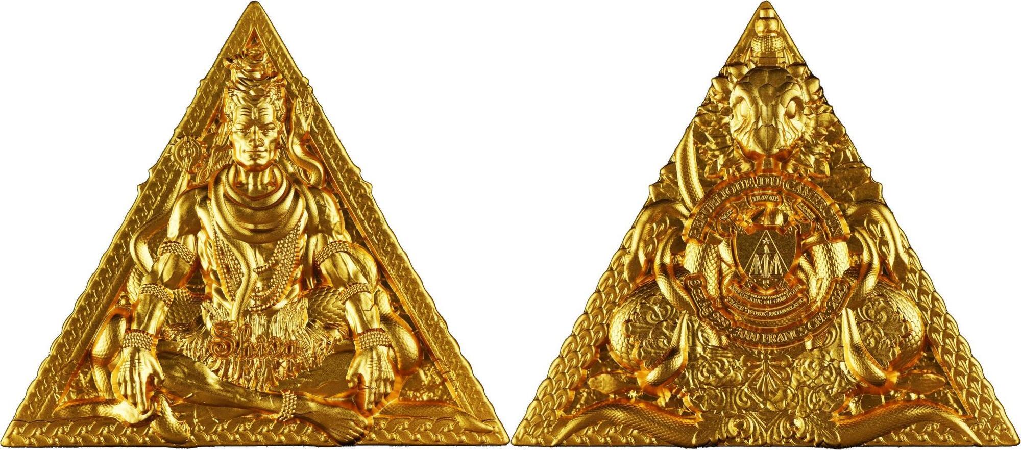 2024 SHIVA Gilded Tri Coin 3 Oz Silver Coin 3000 Francs Cameroon 2025 ...