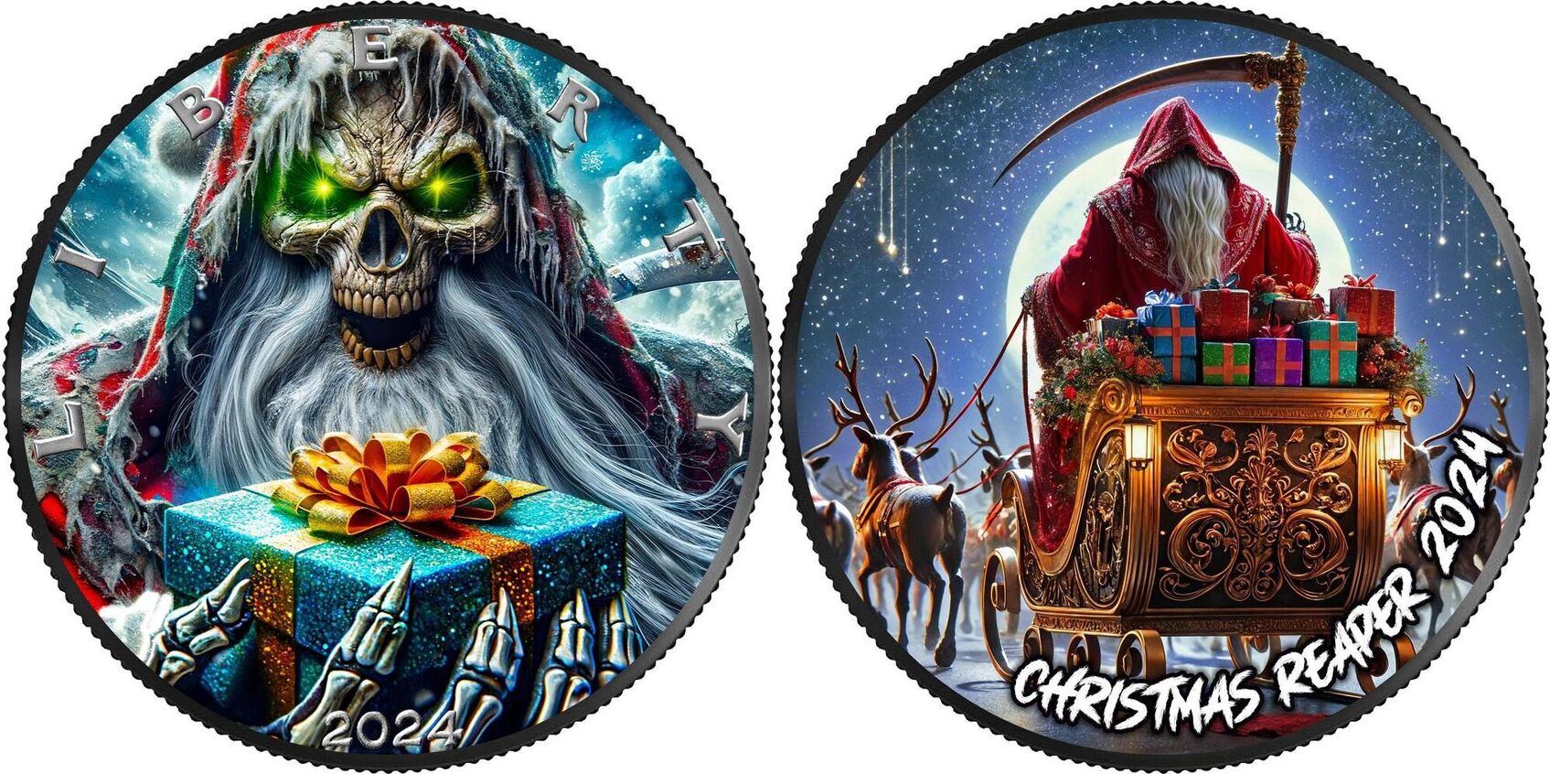 United States 1 Dollar CHRISTMAS REAPER 1 Oz Silver Coin 1$ USA 2024 BU ...