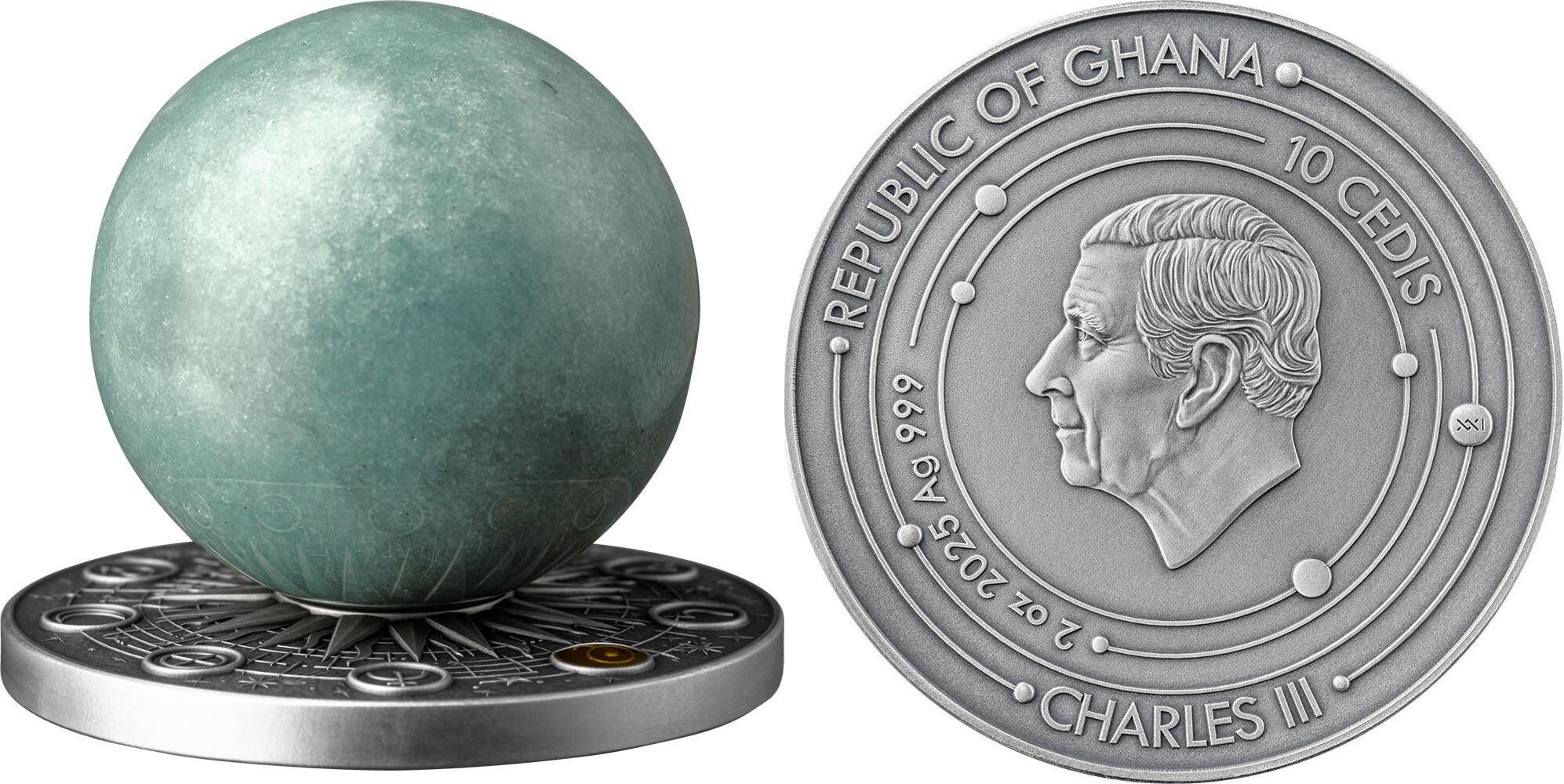 Cameroon URANUS Solar System 2 Oz Silver Coin 10 Cedis Ghana 2025 ...