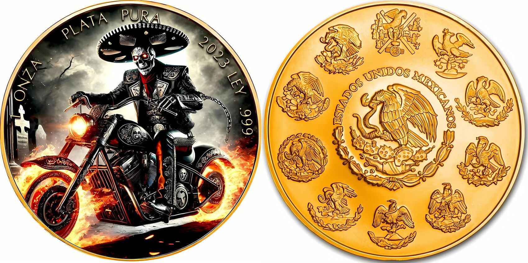 GHOST RIDER Libertad 1 Oz Silver Coin Mexico 2023 BU - Brilliant ...