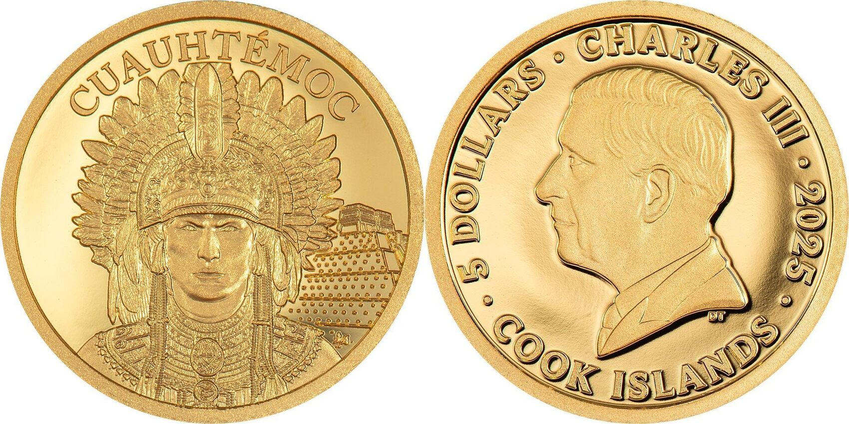 5 Dollars AZTEC EMPIRE Gold Coin 5$ Cook Islands 2025 Proof | MA-Shops