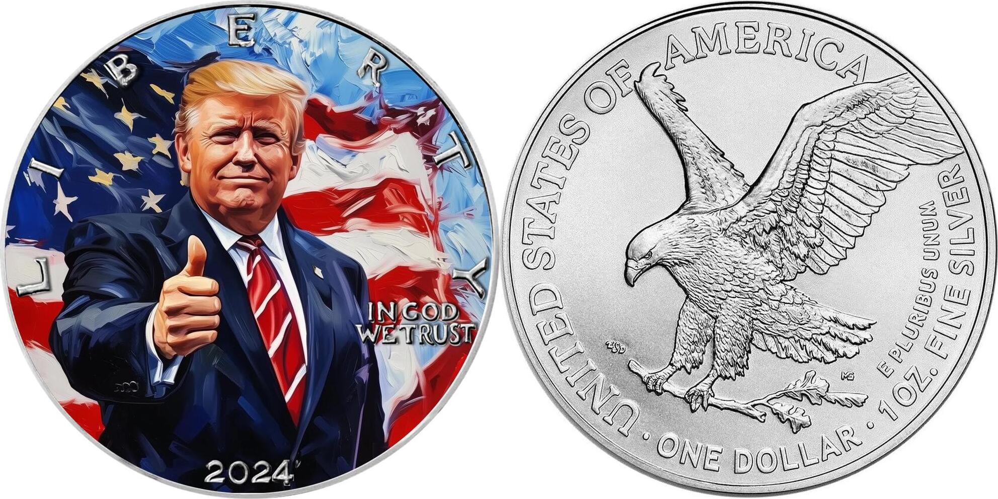 United States 1 Dollar DONALD TRUMP AmericArt 1 Oz Silver Coin 1$ USA ...