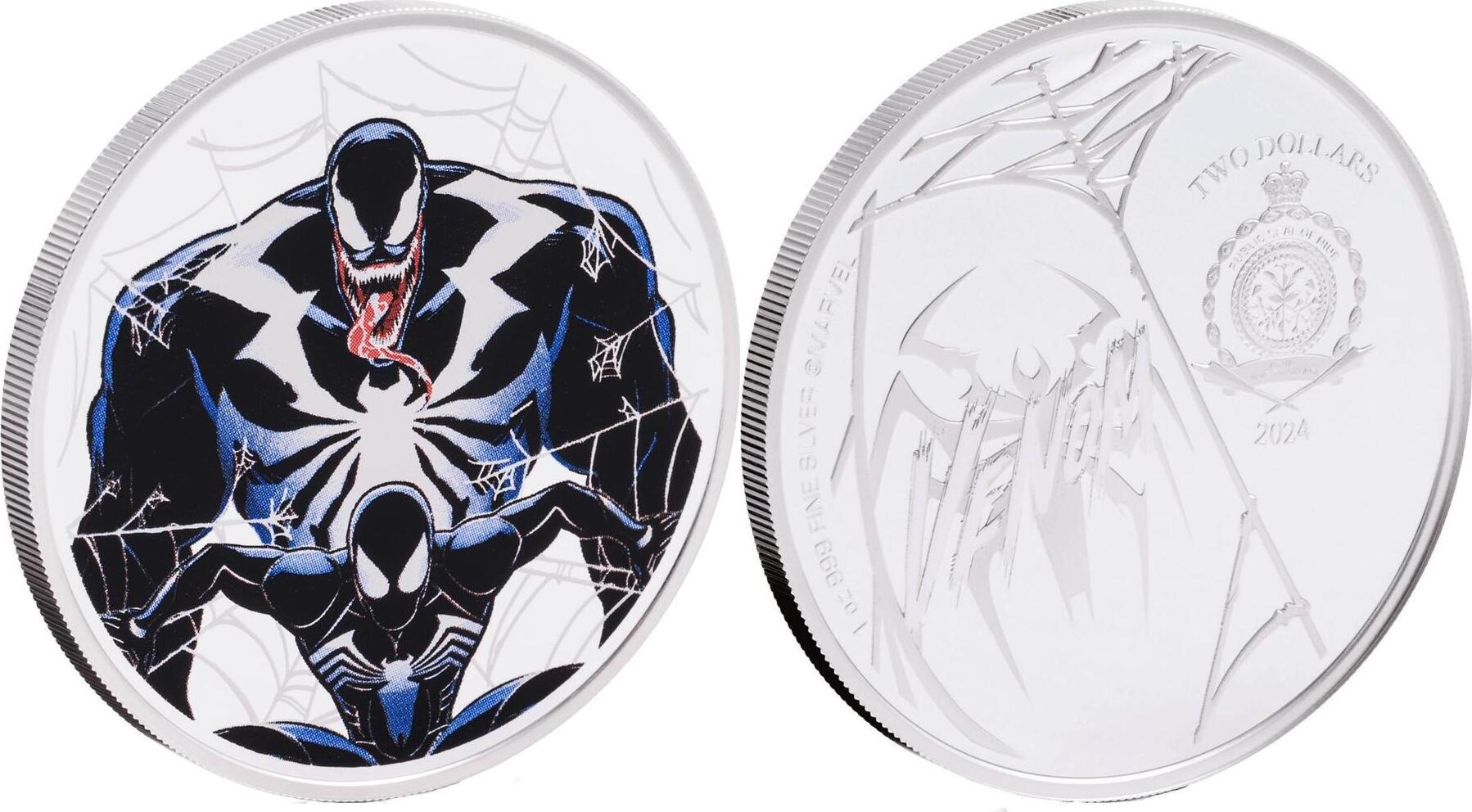 2 Dollars VENOM Marvel 1 Oz Silver Coin 2$ Niue 2024 Proof | MA-Shops