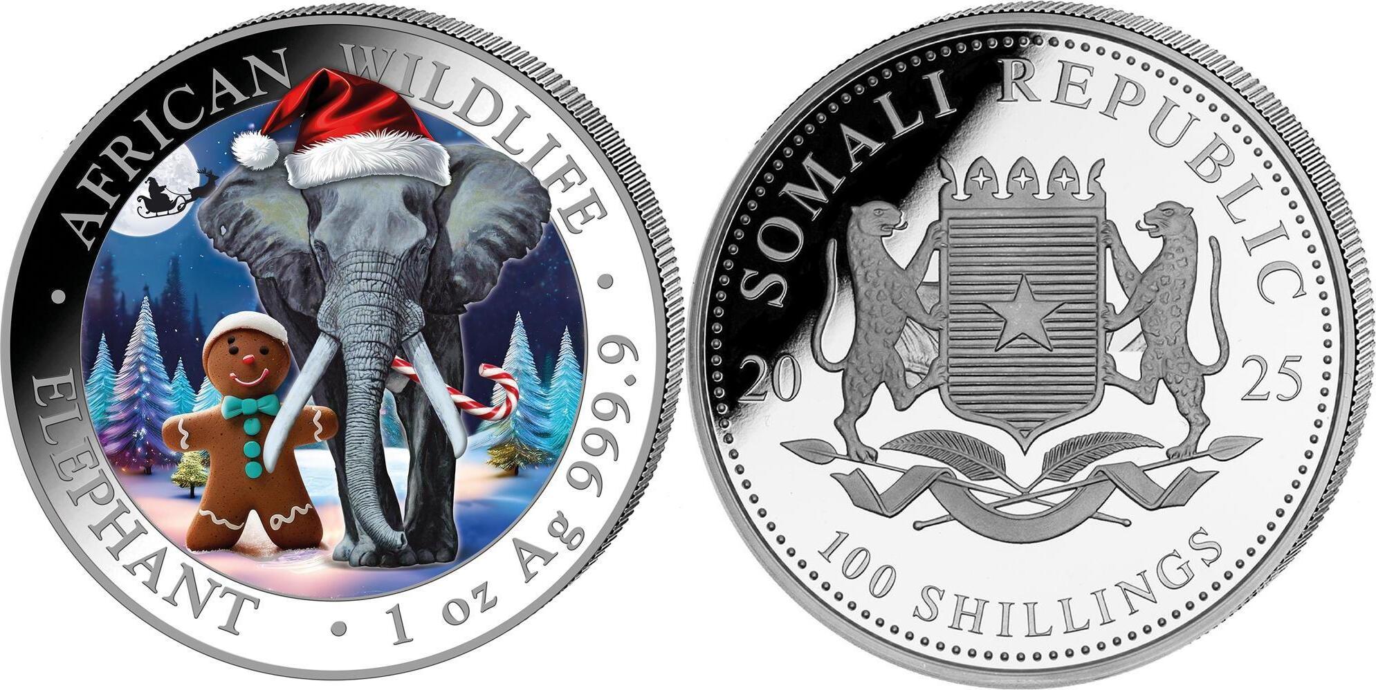 ELEPHANT Snow Globe African Wildlife 1 Oz Silver Coin 100 Shillings ...