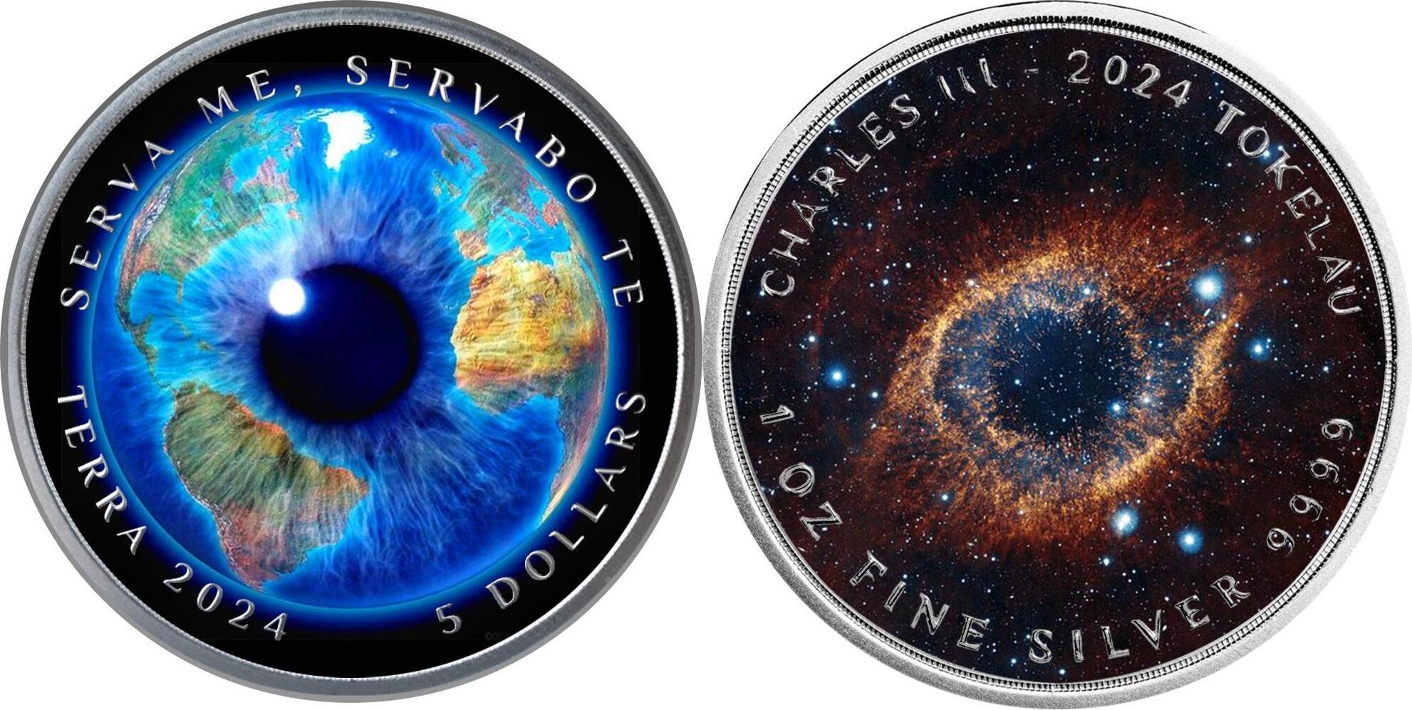 5 Dollars COSMIC VISION Terra 1 Oz Silver Coin 5$ Tokelau 2024 BU ...