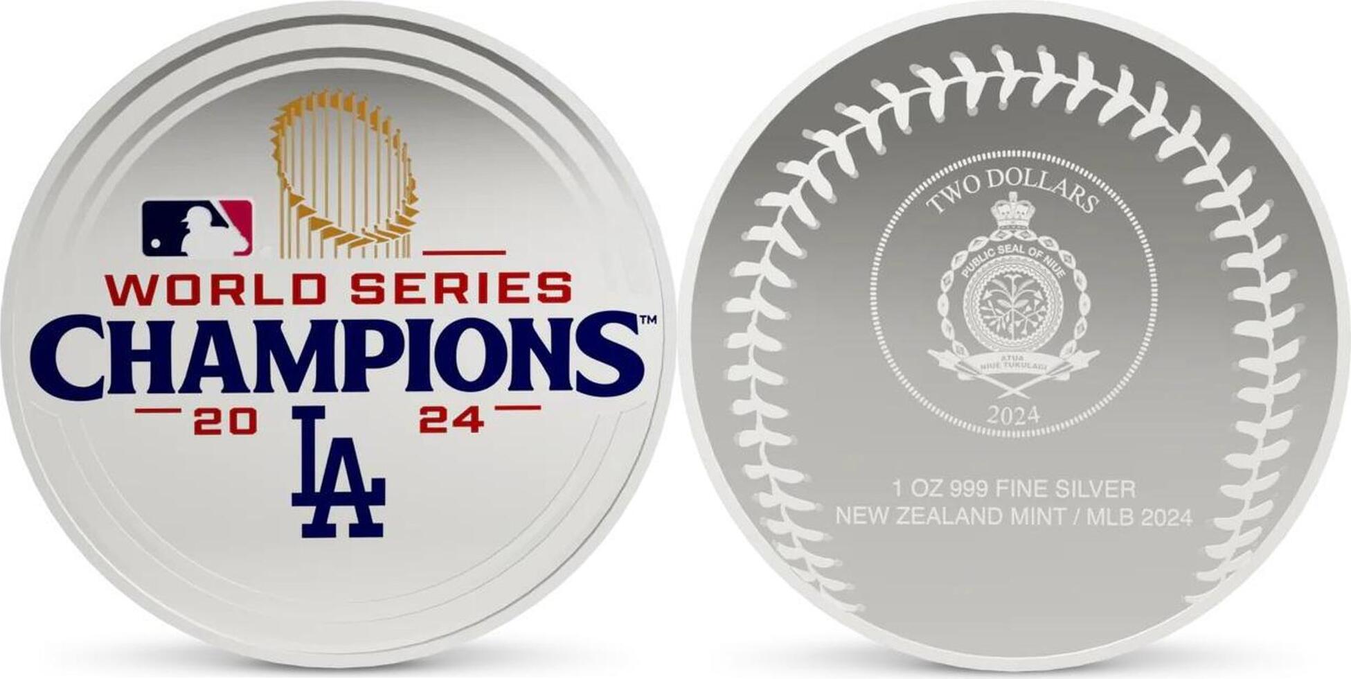 2 Dollars WORLD SERIES CHAMPIONS Major League Baseball 1 Oz Silver Coin ...