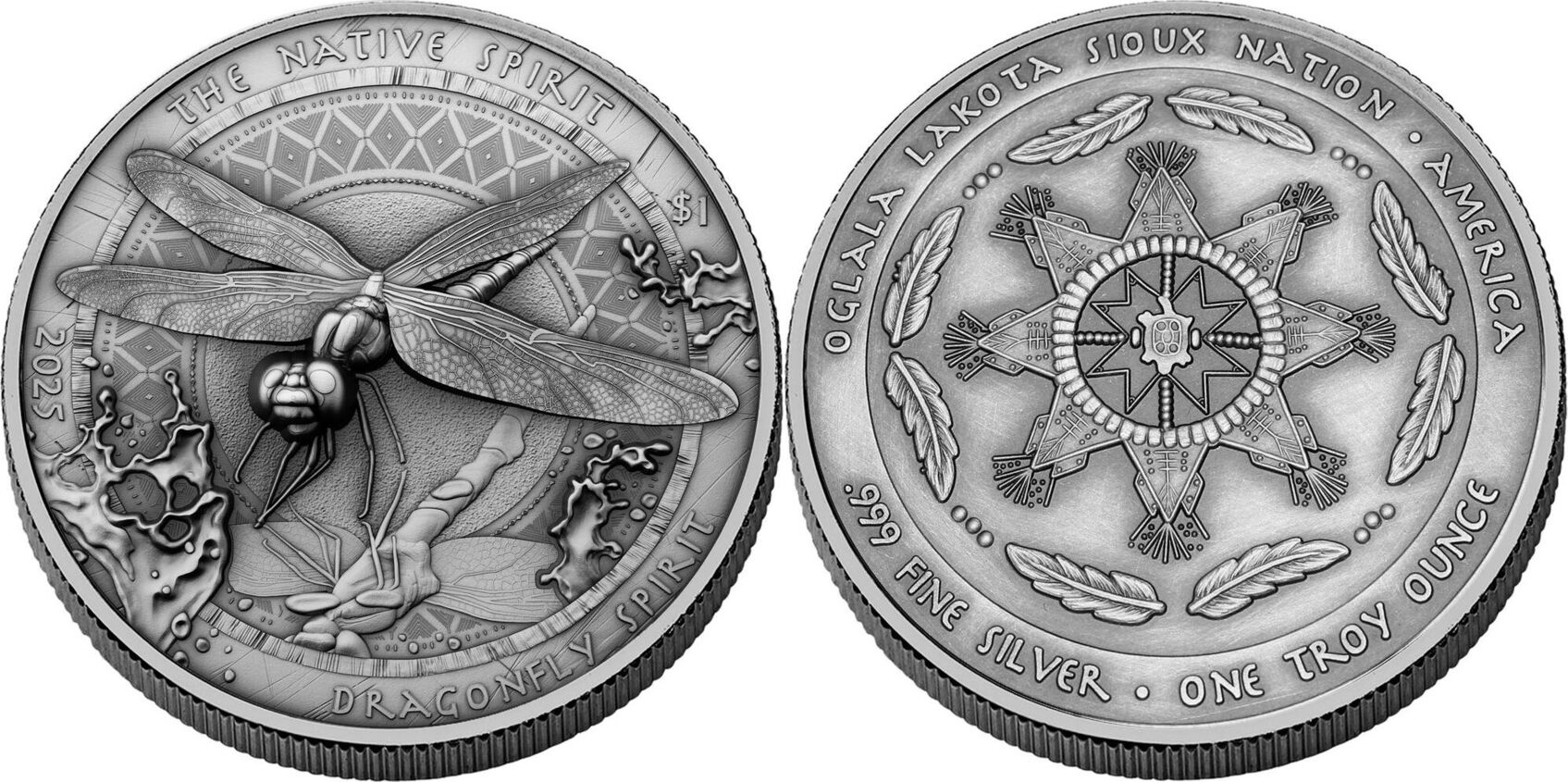 United States 1 Dollar DRAGONFLY SPIRIT The Native Spirit 1 Oz Silver ...