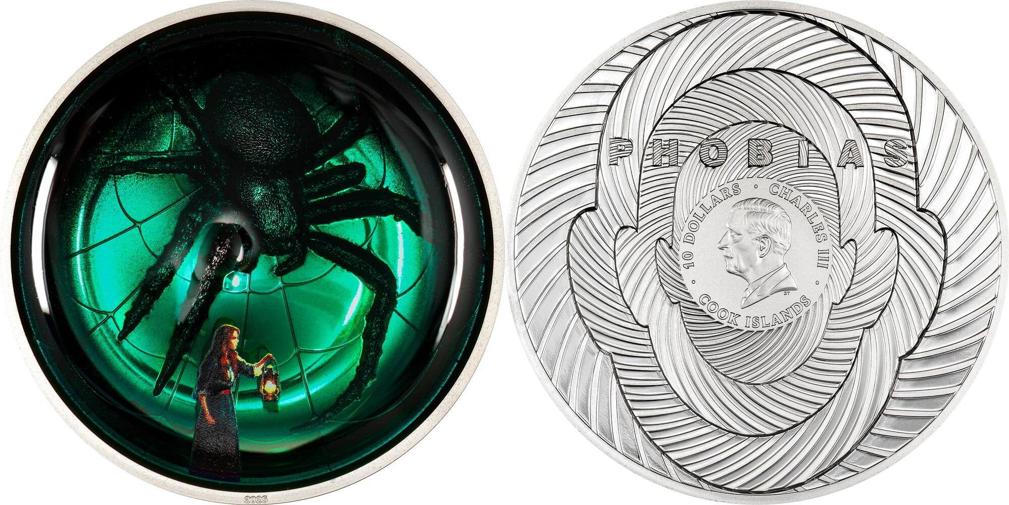 10 Dollars 2024 ARACHNOPHOBIA Phobias Spider 2 Oz Silver Coin 10$ Cook ...