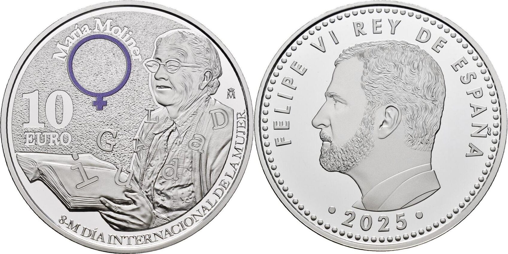 10 Euro MARIA MOLINER International Women Day Silver Coin 10€ Euro ...
