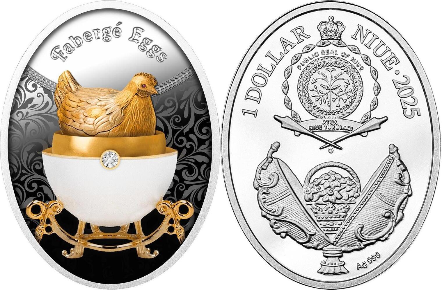 HEN EGG Fabergé Eggs Silver Coin 1$ Niue 2025 Proof | MA-Shops
