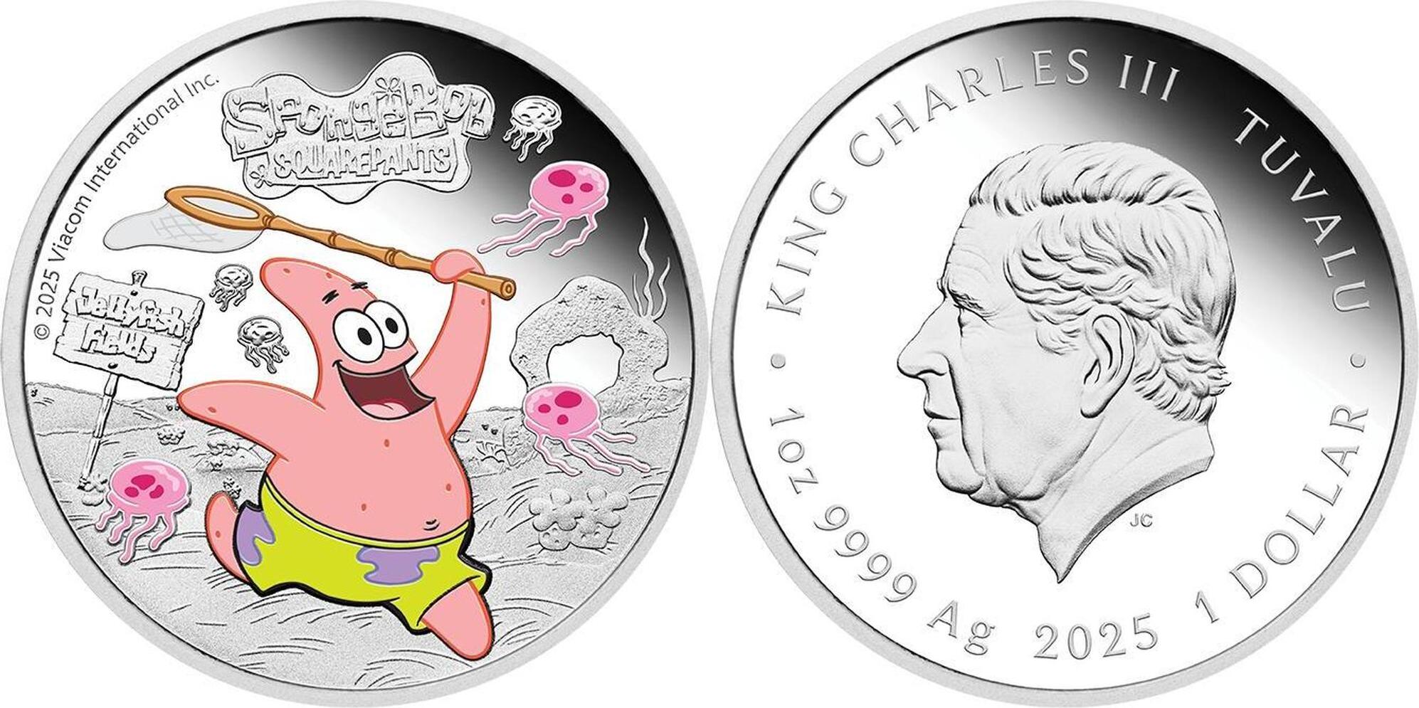 1 Dollar PATRICK Spongebob Squarepants 1 Oz Silver Coin 1$ Tuvalu 2025 ...