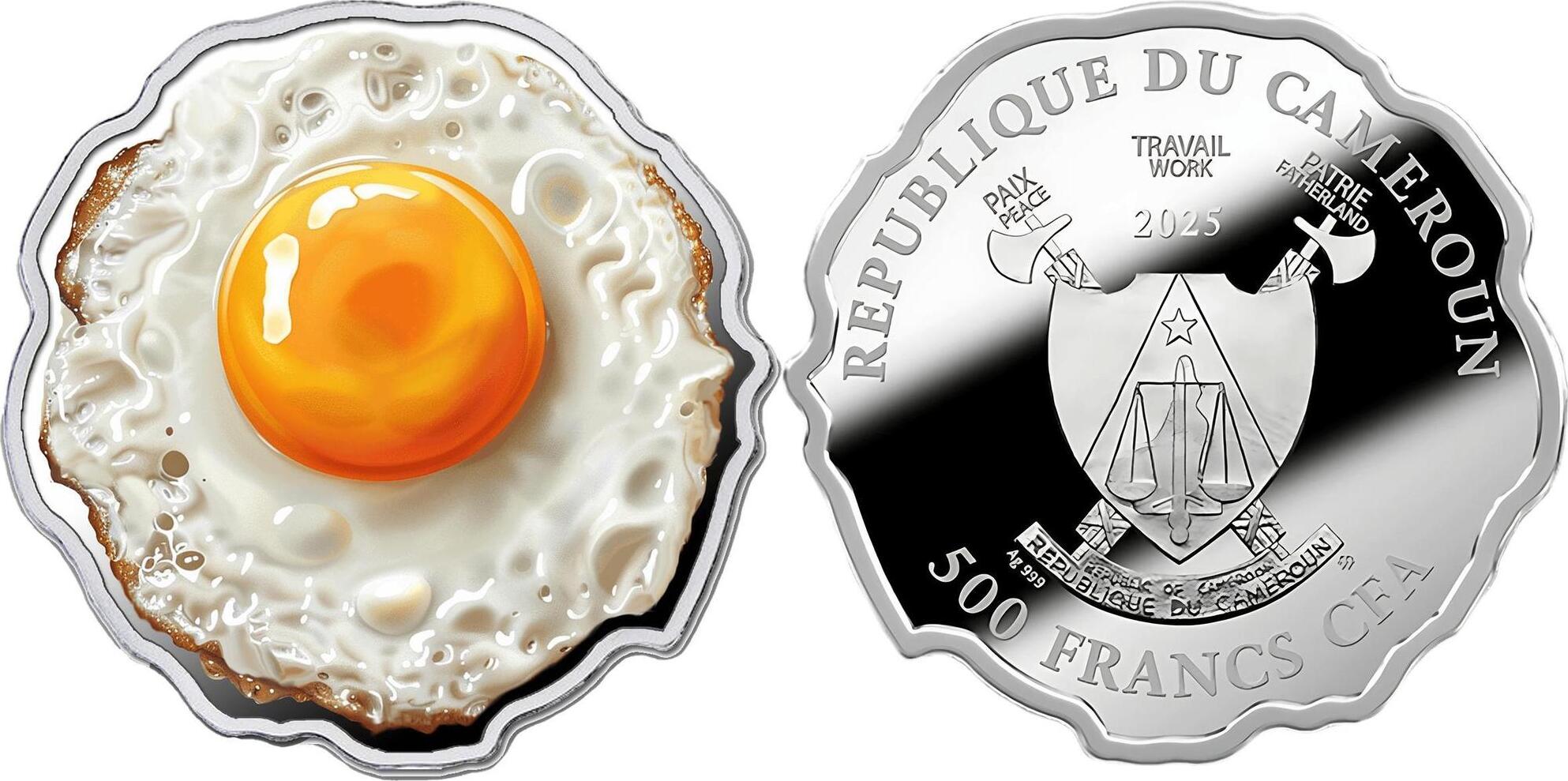 FRIED EGG Silver Coin 500 Francs Cameroon 2025 Proof | MA-Shops