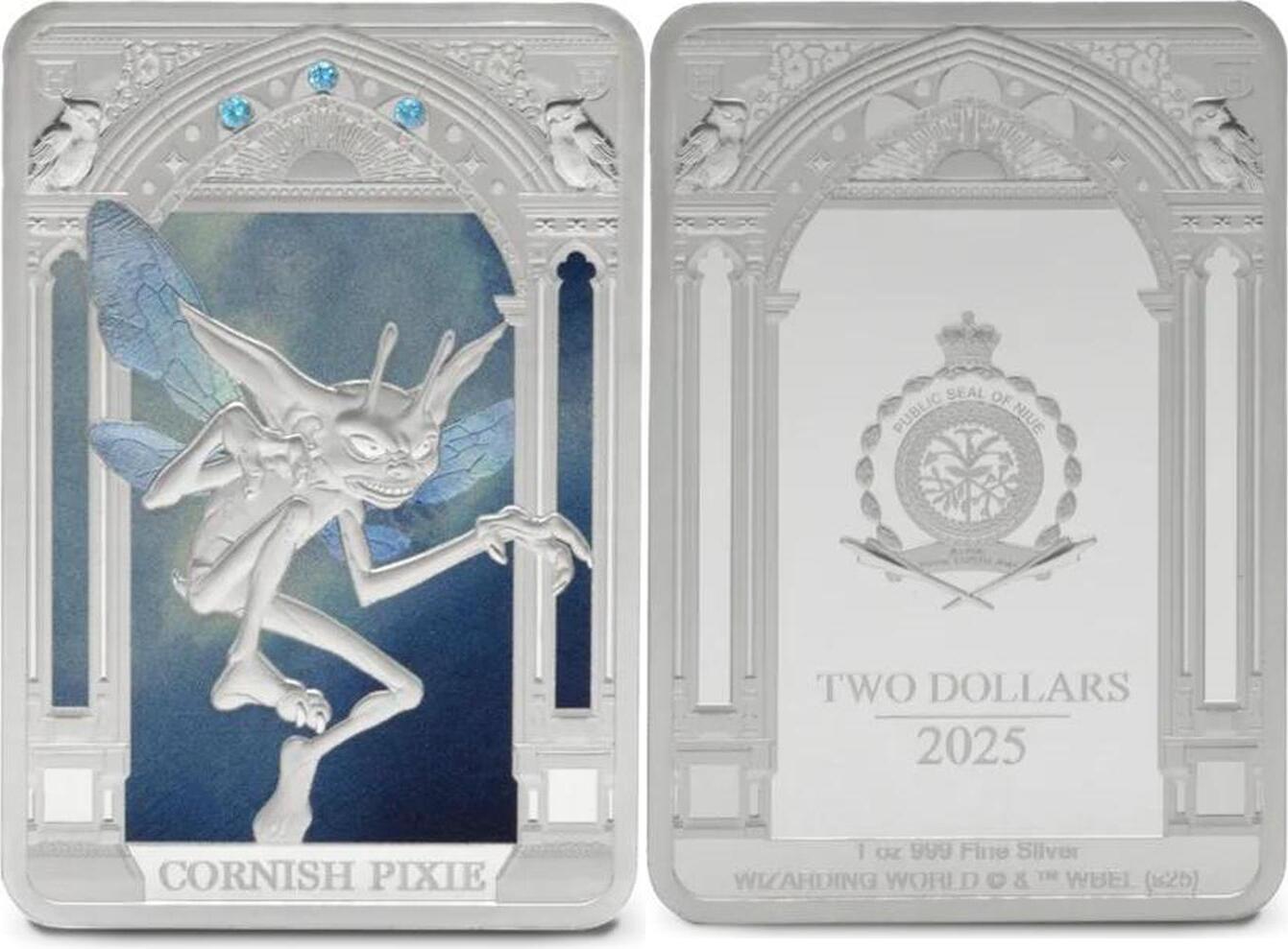 2 Dollars CORNISH PIXIE Harry Potter Magical Creatures 1 Oz Silver Coin ...