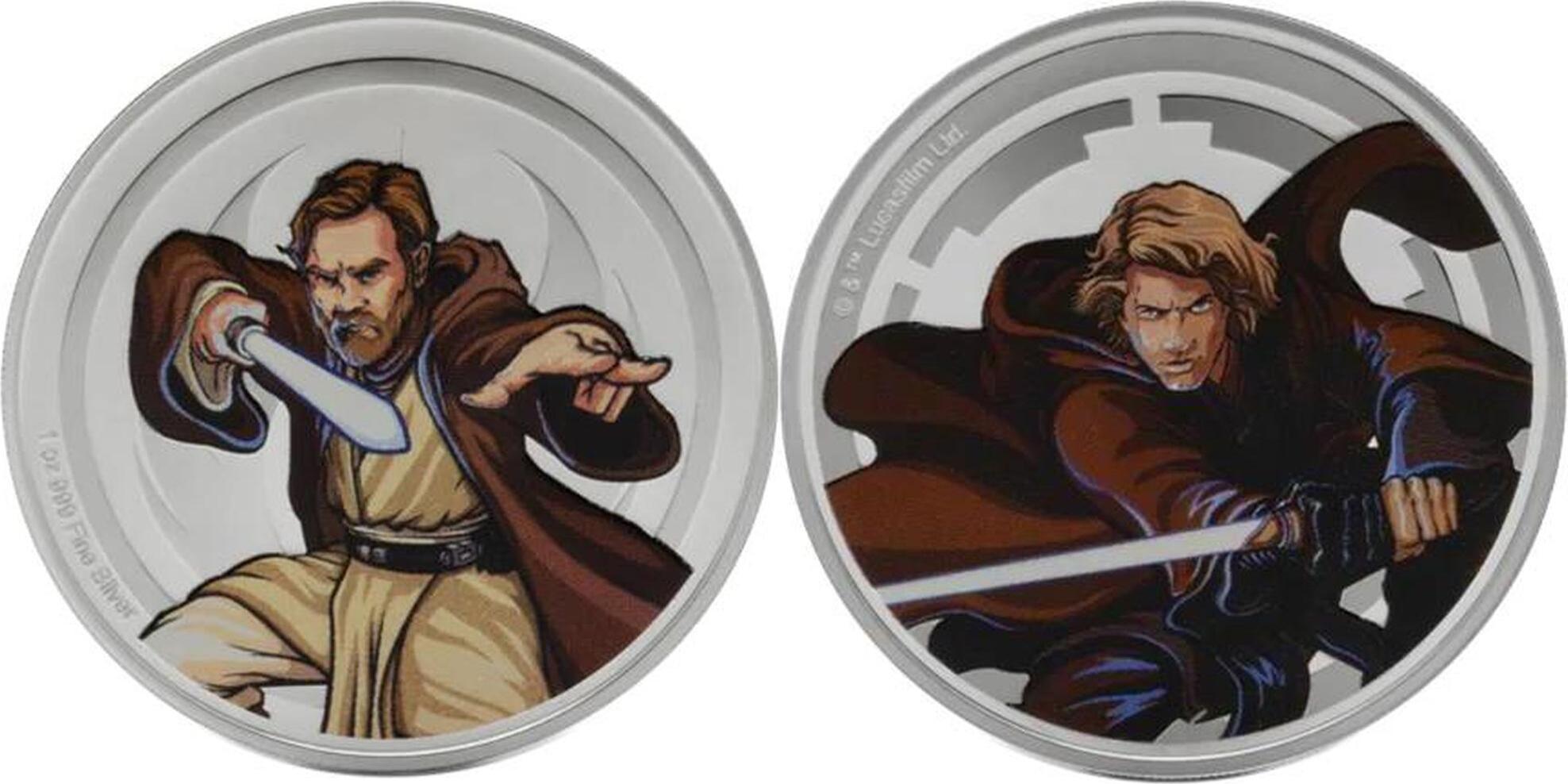 OBI-WAN KENOBI VS ANAKIN SKYWALKER Star Wars Good and Evil 1 Oz Silver ...