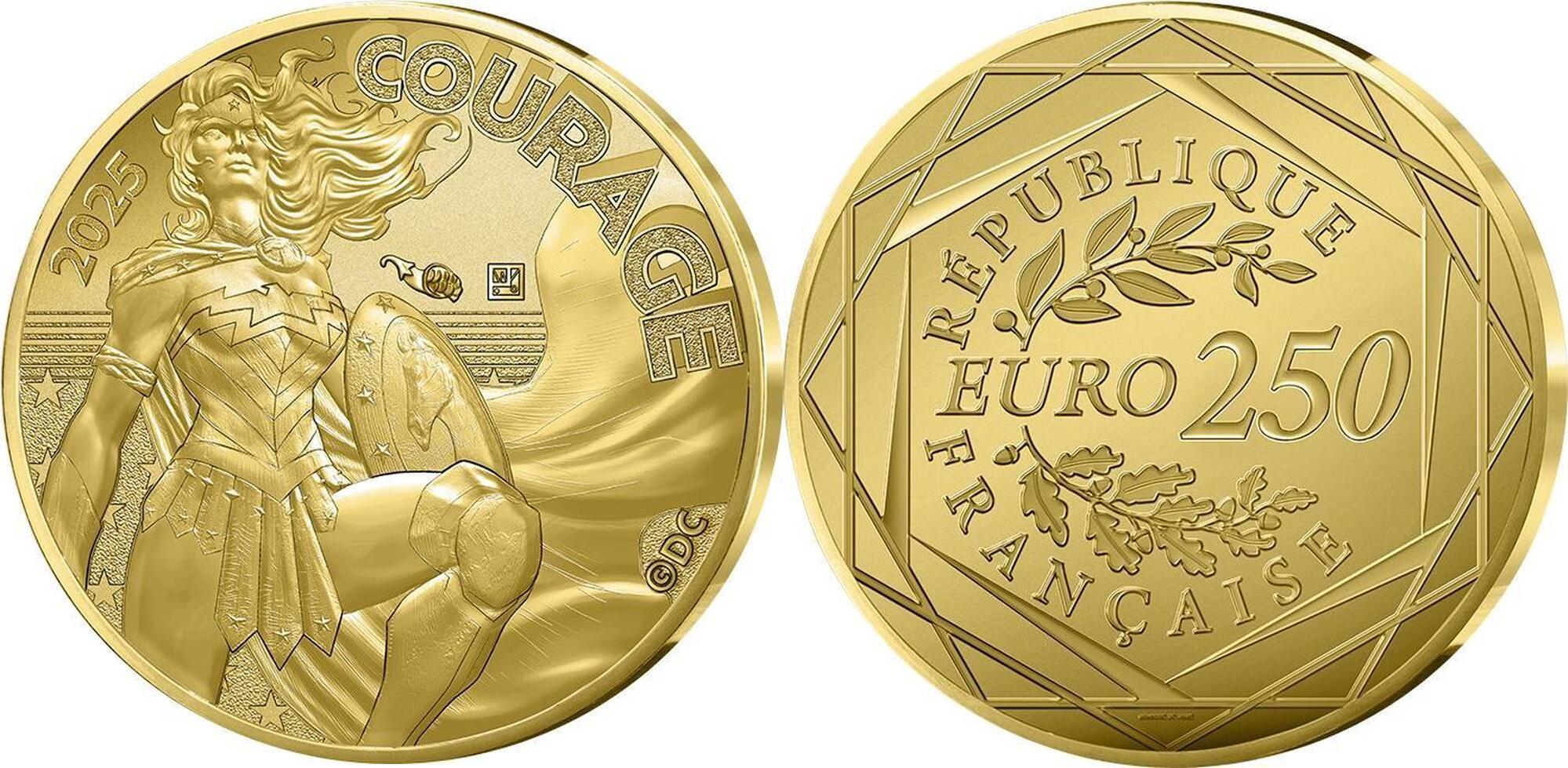 250 Euro WONDER WOMAN DC Comics Gold Coin 250€ Euro France 2025 BU ...