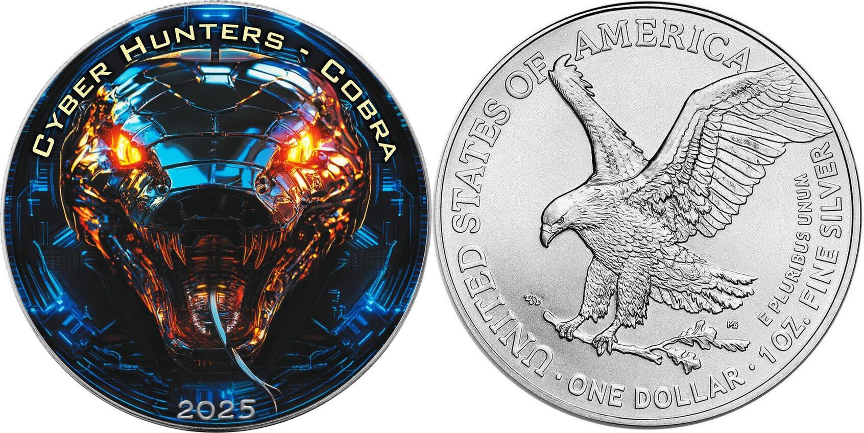 United States 1 Dollar COBRA Cyber Hunters 1 Oz Silver Coin 1$ USA 2025 ...