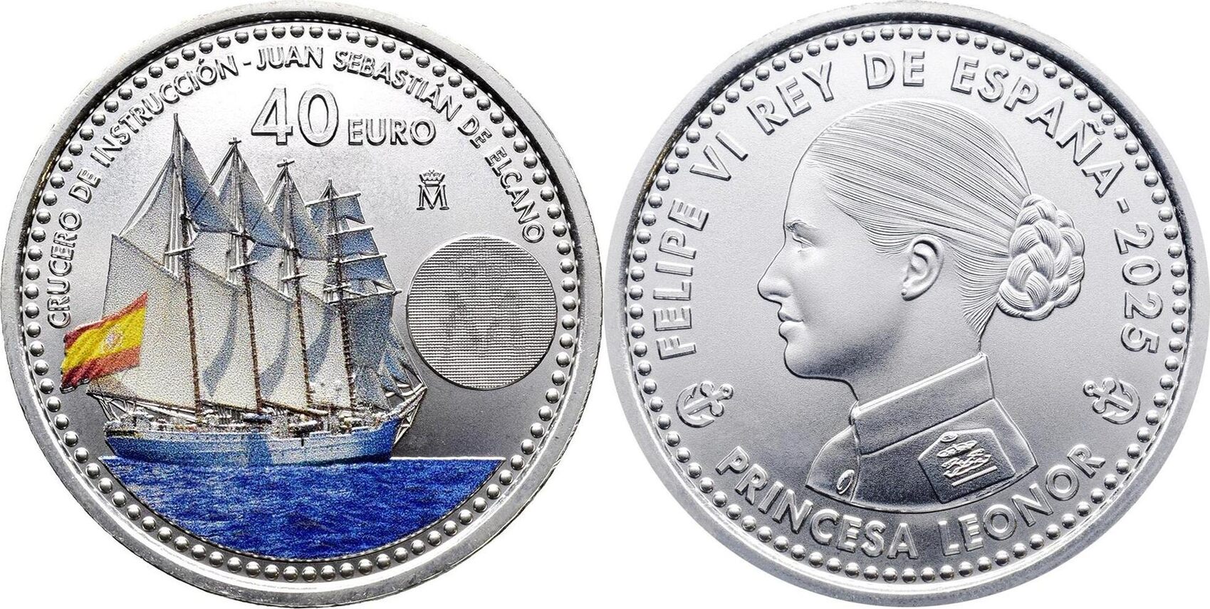 40 Euro JUAN SEBASTIÁN DE ELCANO Princess Leonor Silver Coin 40€ Euro ...