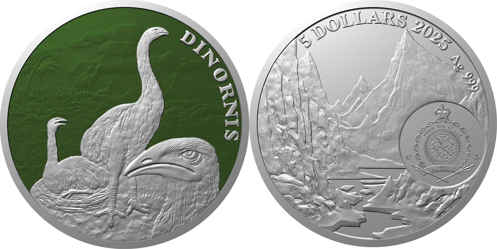 5 Dollars MOA BIRD Ice Age Silver Coin 5$ Niue 2025 BU - Brilliant ...