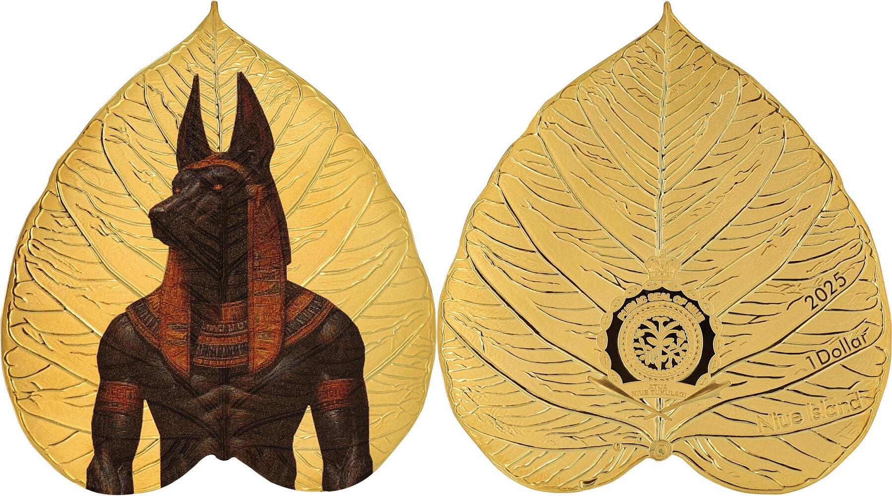 1 Dollar ANUBIS Leaves of the Nile 1 Oz Silver Coin 1$ Niue 2025 Proof ...
