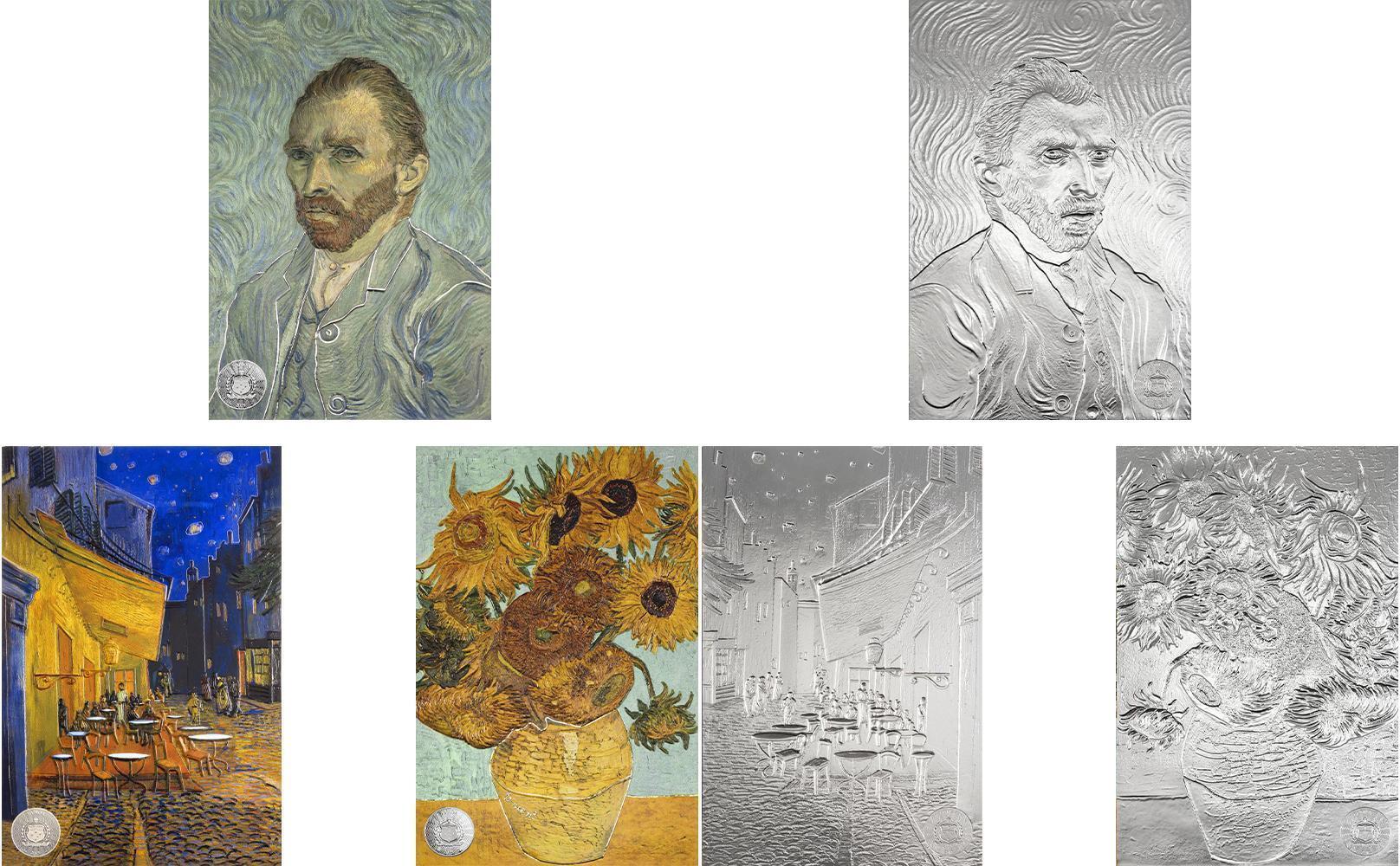 5 Dollars ADVANCED ART Van Gogh Set 3 x 1 Oz Silver Cast Bar 5$ Samoa ...