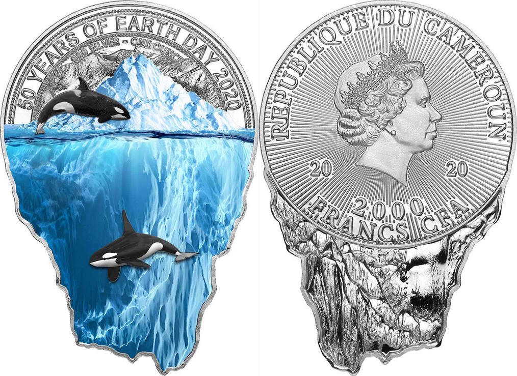 50 YEARS OF EARTH DAY 1 Oz Silver Coin 2000 Francs Cameroon 2020 Proof ...