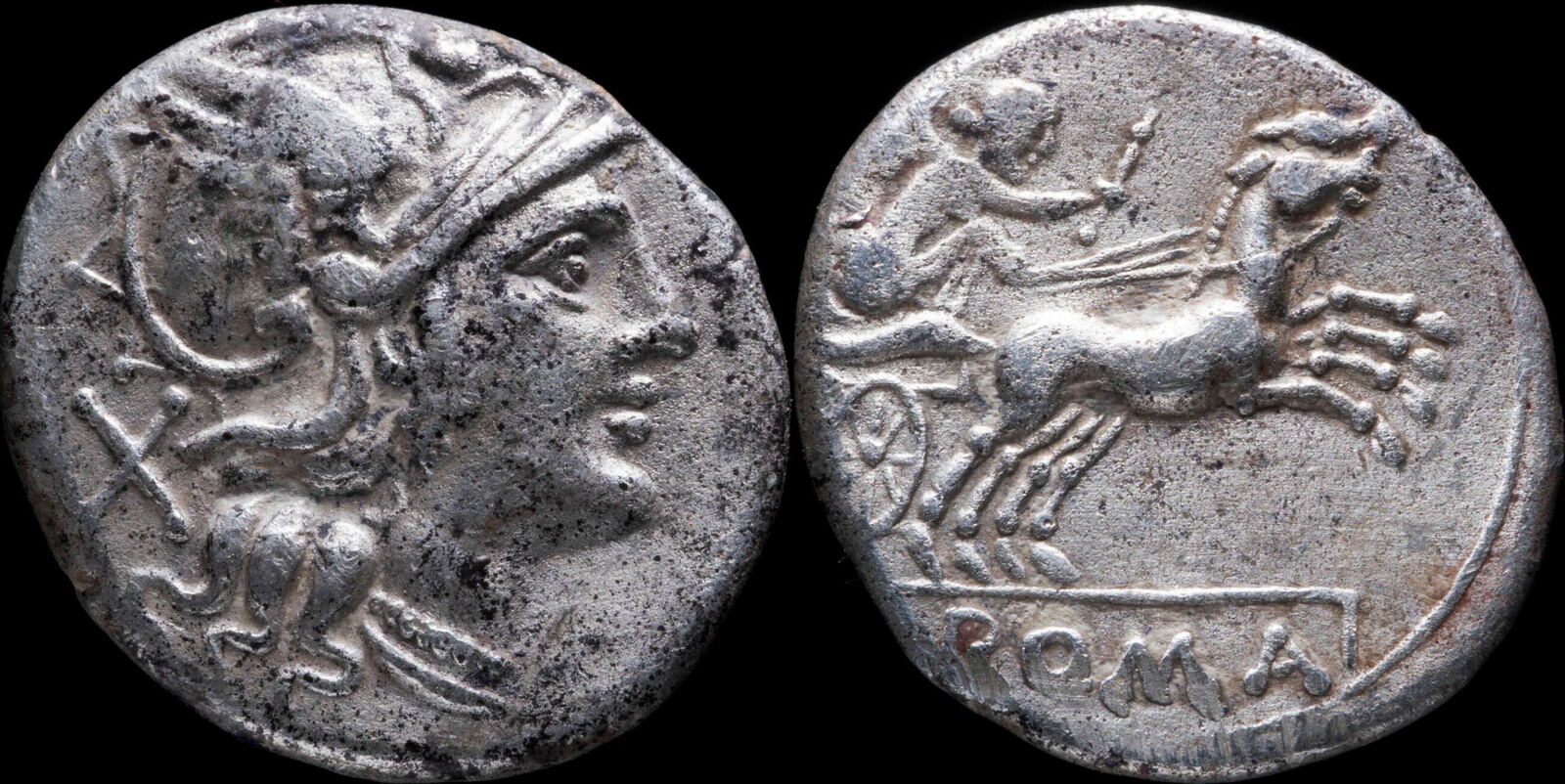 Roman Empire Republican Denarius, C. Anonymous (280-81 a.C.) - 18 mm ...