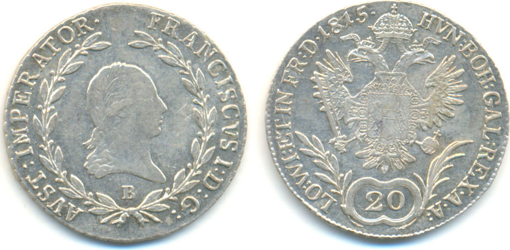Österreich: 20 Kreuzer Kremnitz 1815 B Franz II (I.), 1792-1835: UNC | MA-Shops
