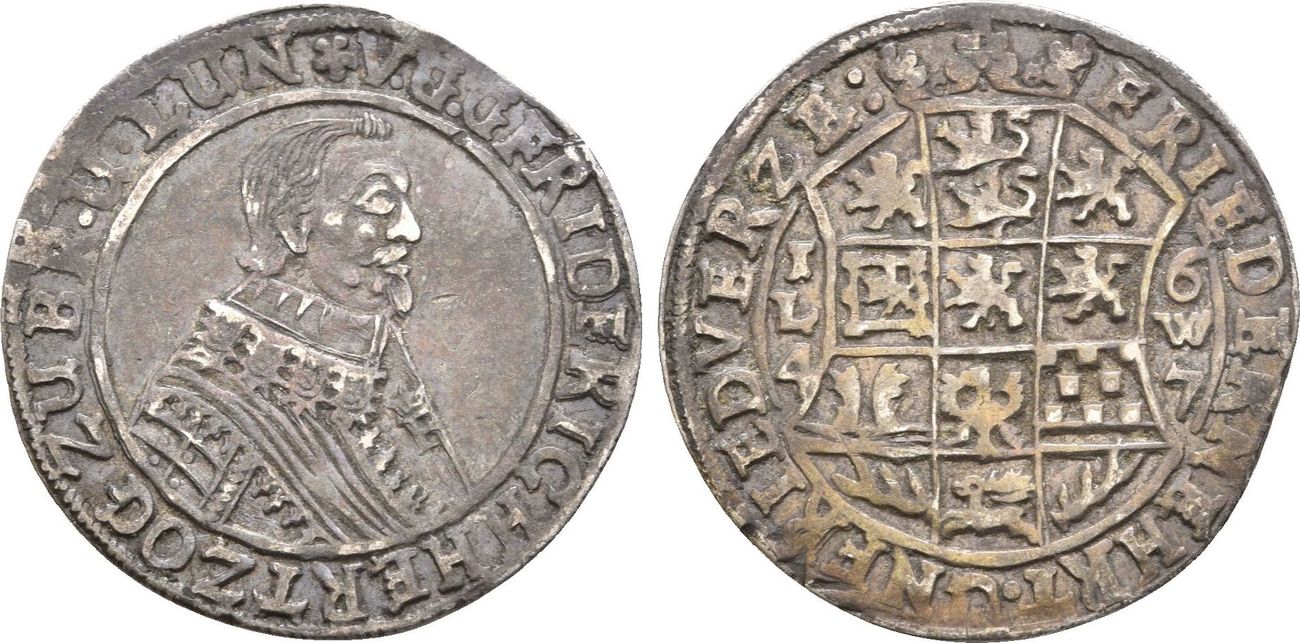 Braunschweig Lüneburg Celle: 1/8 Taler Clausthal 1647 LW Friedrich, 1636-1648: VF | MA-Shops