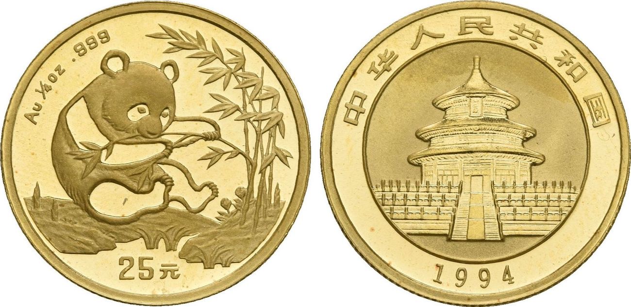 China: 25 Yuan Panda GOLD Feingold 1994 BU | MA-Shops