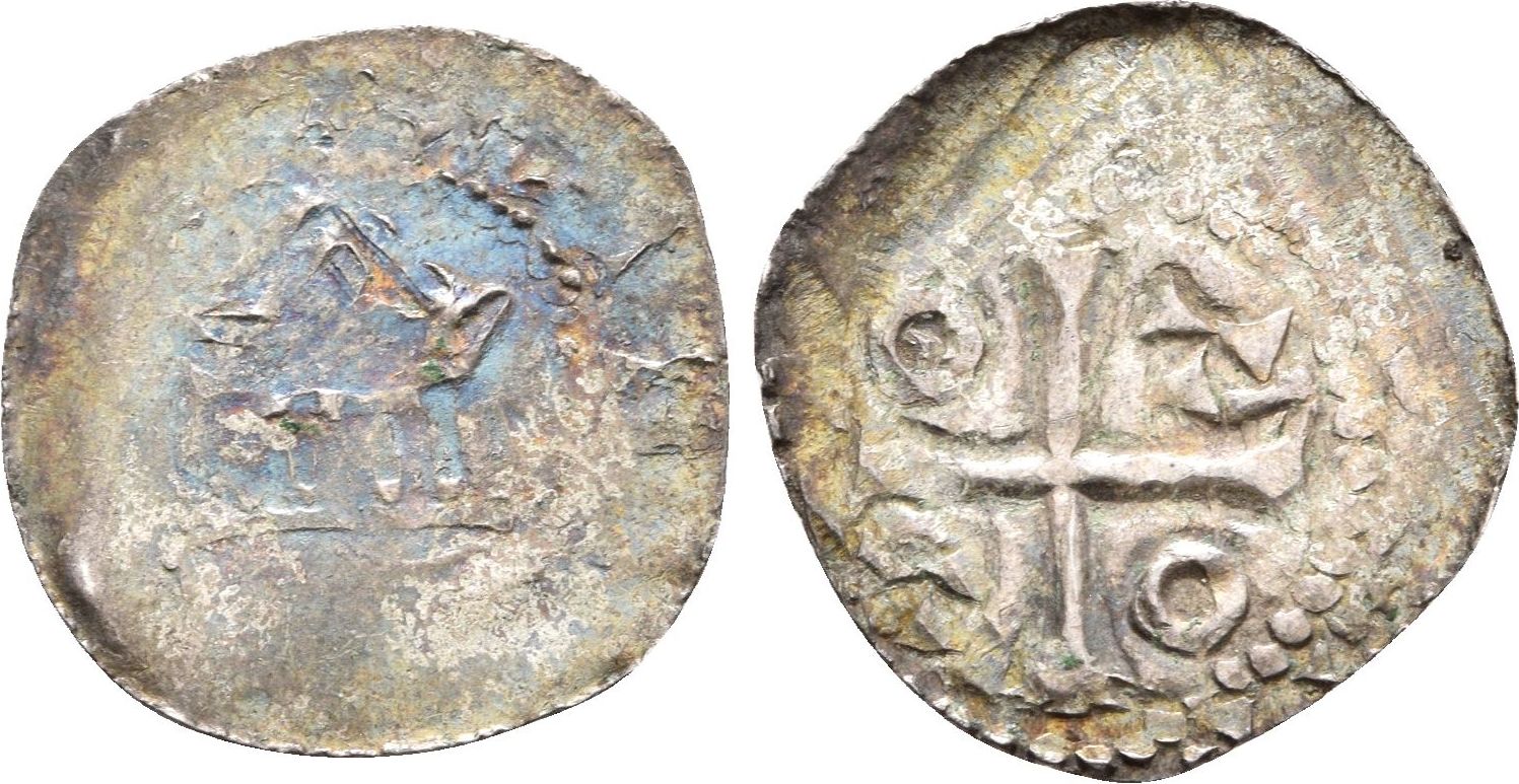 Metz Bistum Denar o.J. Adalbert II.984-1005 zusammen mit Otto III.983 ...