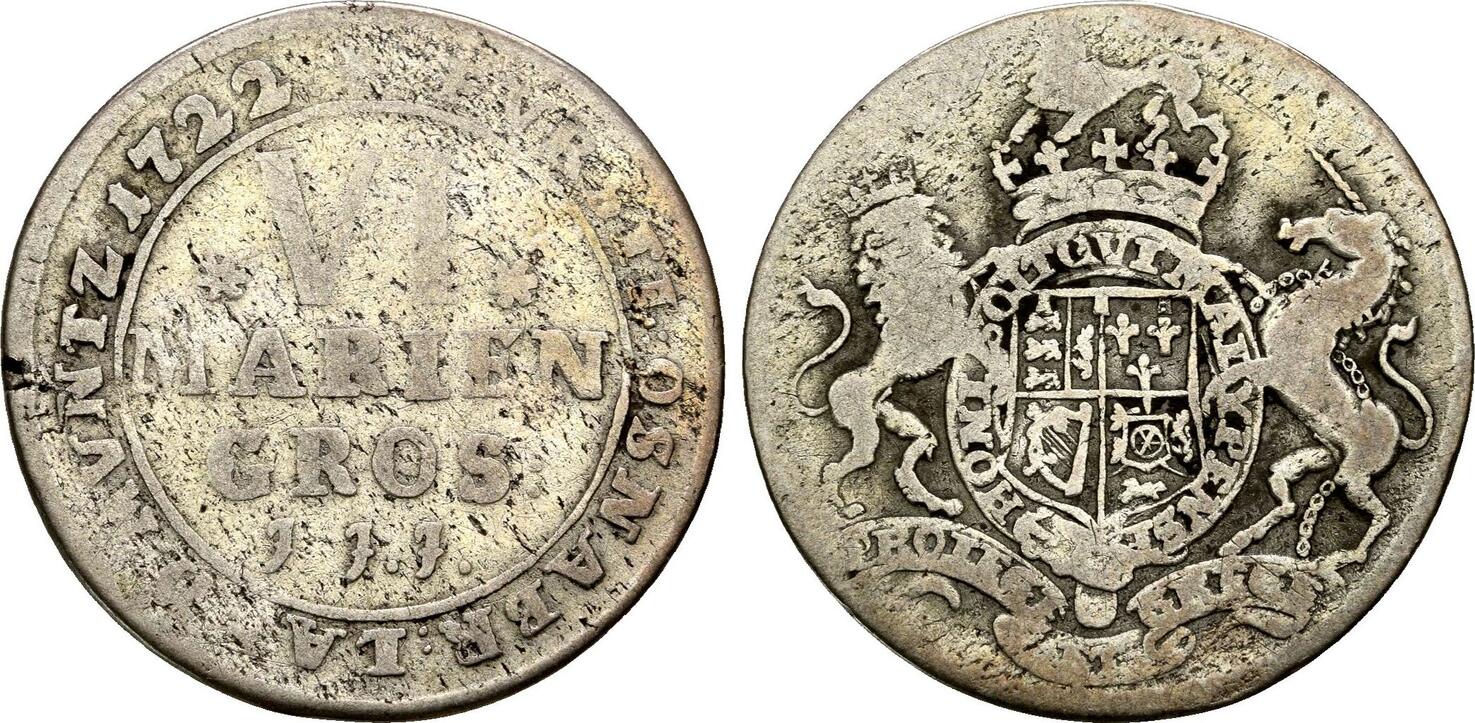 Osnabrück Bistum: 6 Mariengroschen 1722 Ernst August II. von York, 1716 ...