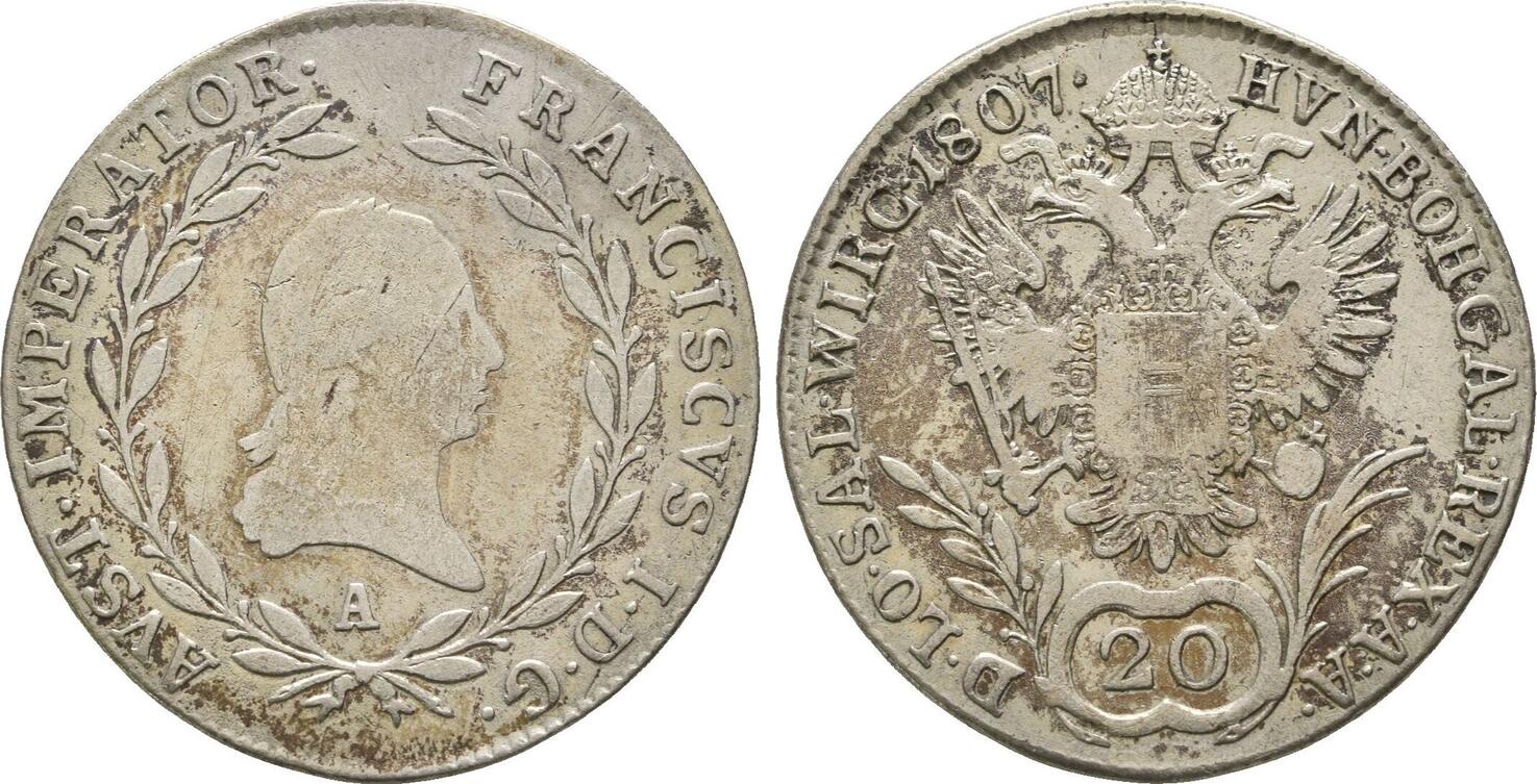 Habsburg: 20 Kreuzer Wien 1807 A Franz II, 1792-1835: VF | MA-Shops