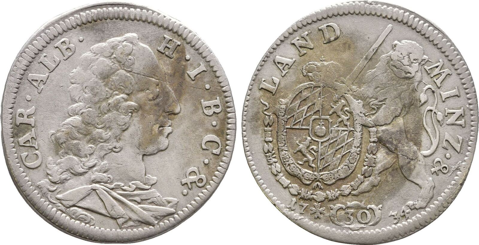Bayern: 30 Kreuzer 1734 Karl Albrecht, 1726-1745: VF | MA-Shops