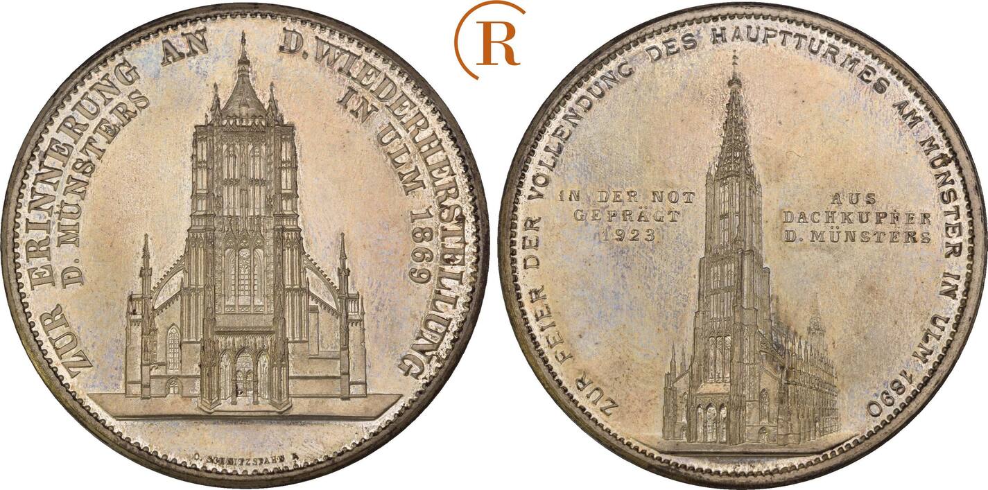 Ulm Stadt: Versilberte Bronzemedaille Ulmer Münster 1923 BU | MA-Shops