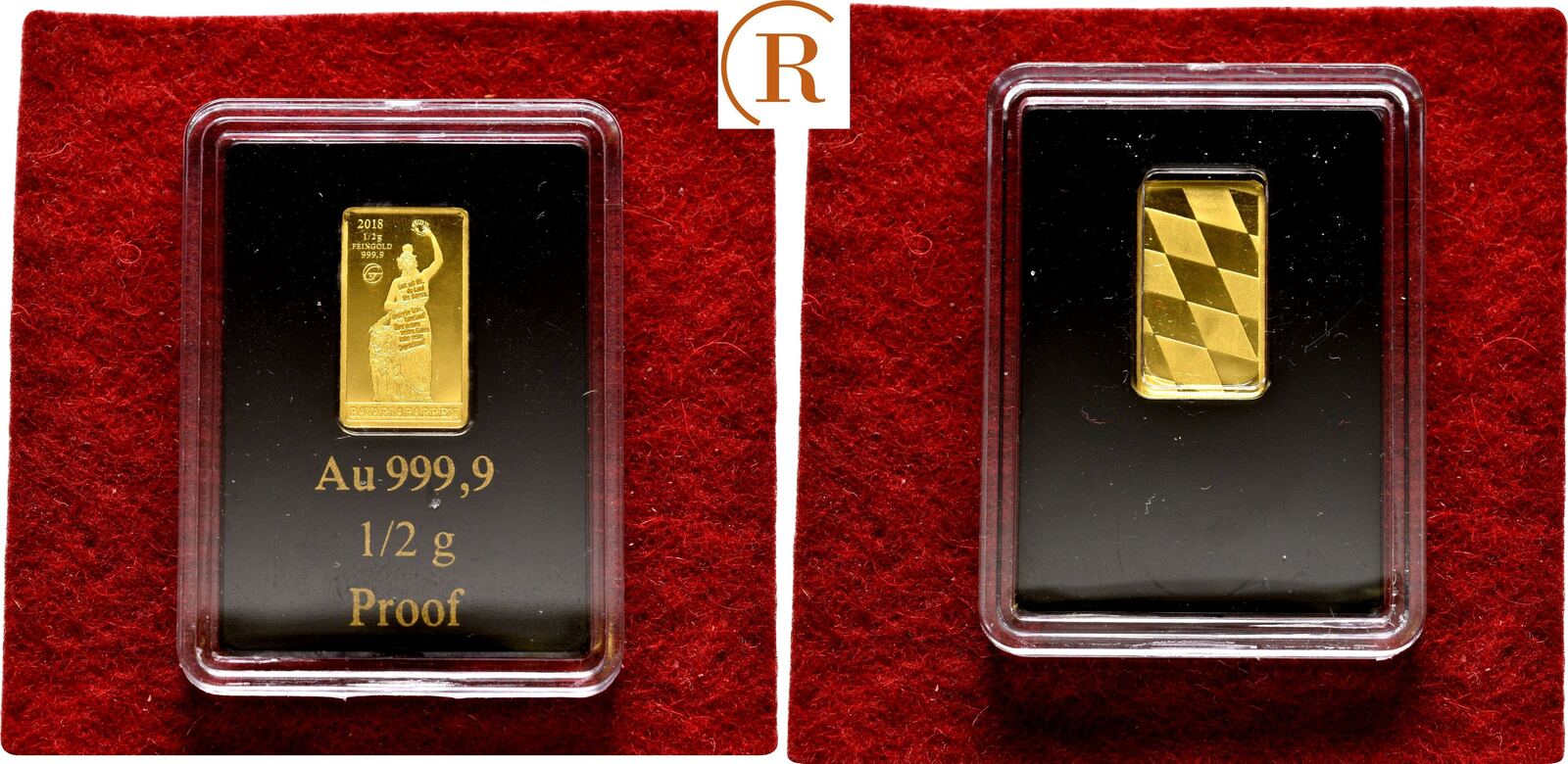 Bayern: Kleiner Goldbarren 1/2 Gramm Bavaria Barren 2018 Proof | MA-Shops