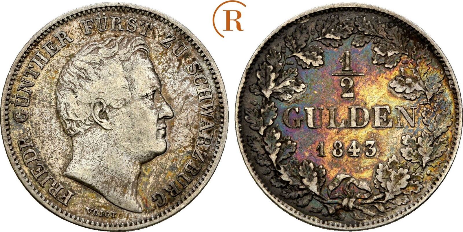 Schwarzburg Rudolstadt: 1/2 Gulden 1843 Friedrich Günther, 1807-1867 ...