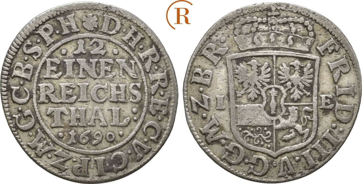 Preussen: 1/12 Taler Megdeburg 1690 IE Friedrich III, 1688-1701: VF ...