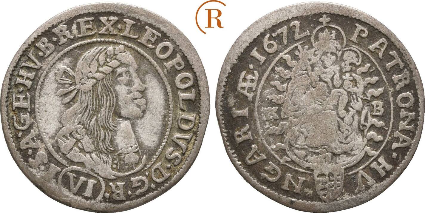 Habsburg: 6 Kreuzer Kremnitz 1672 KB Leopold I, 1657-1705: VF | MA-Shops