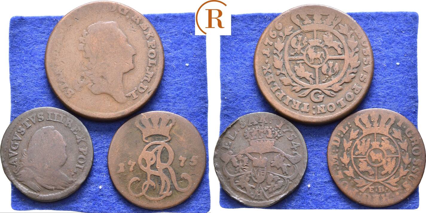 Polen: Lot 3 Stück, 3 Groschen und 2 x Groschen 1766, 1754 und 1775 ...
