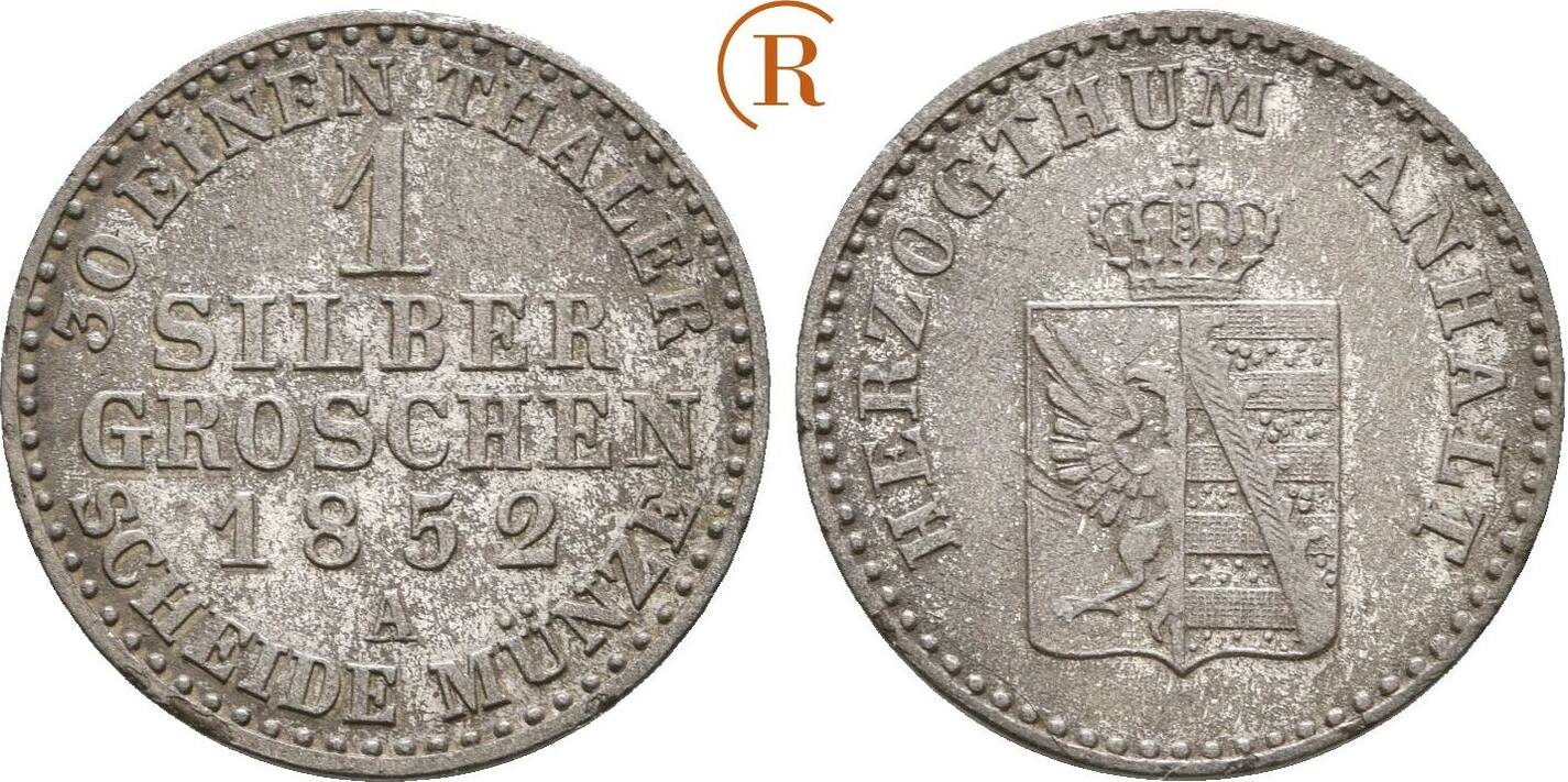Anhalt Bernburg: 1 Silbergroschen 1852 A Alexander Carl, 1834-1863: VF ...