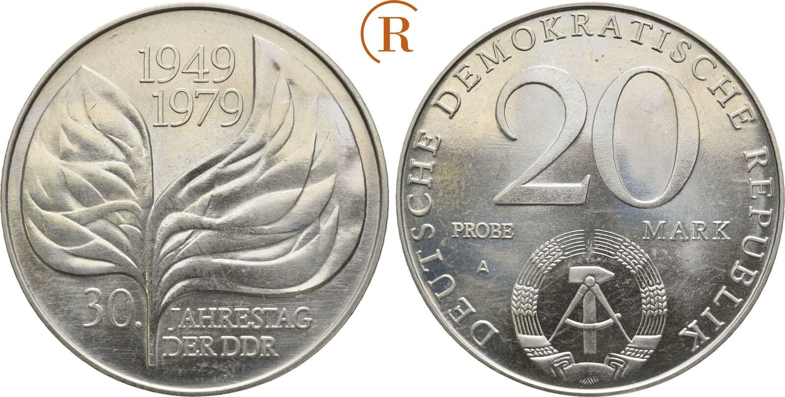 DDR: 20 Mark 30 Jahre DDR Probe Blattprobe 1979 BU | MA-Shops
