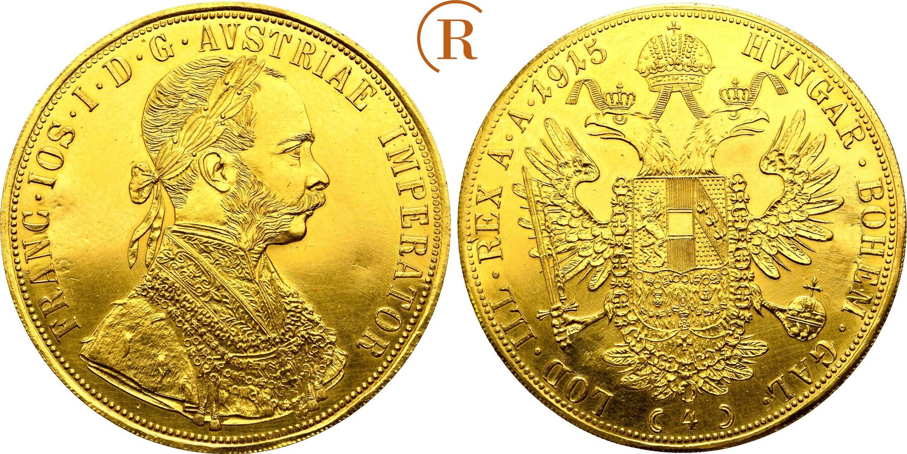 Österreich: 4 Dukaten Wien GOLD Originalprägung 1915 Franz Joseph I ...