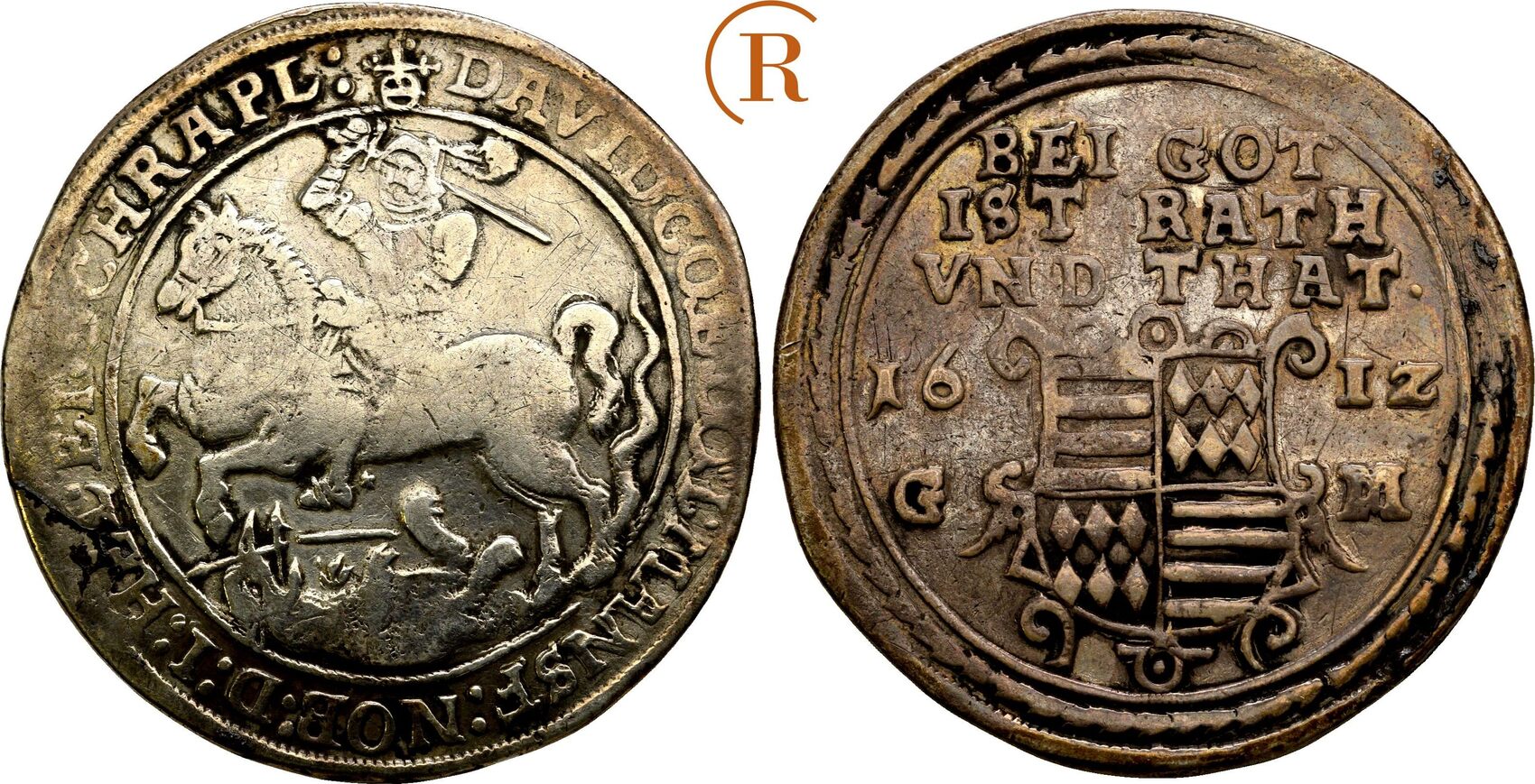 Mansfeld-Hinterort, Grafschaft: Taler, Spruchtaler 1612 GM David, 1592 ...