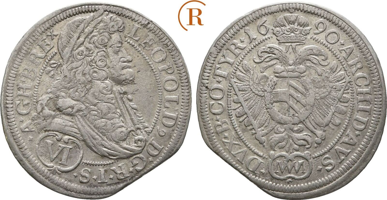 Habsburg: 6 Kreuzer Wien 1690 Leopold I, 1657-1705: VF Zainende | MA-Shops